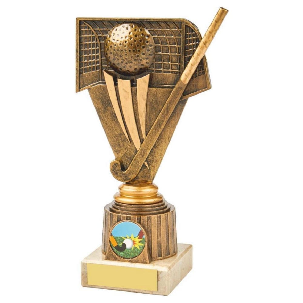 Antique Gold Hockey Stick And Ball Trophy - Roger Brown Trophies ...